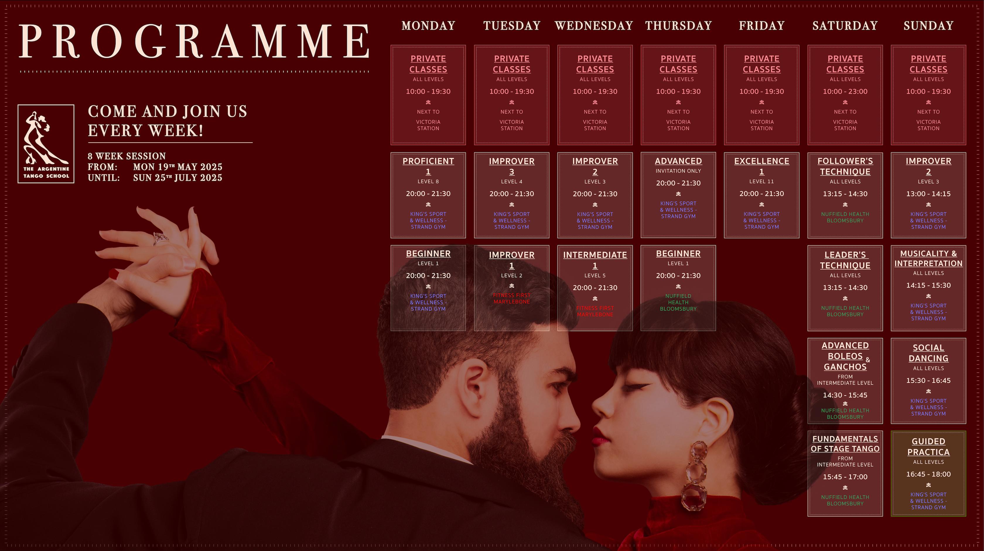 Calendar Orizzontal – The Argentine Tango School